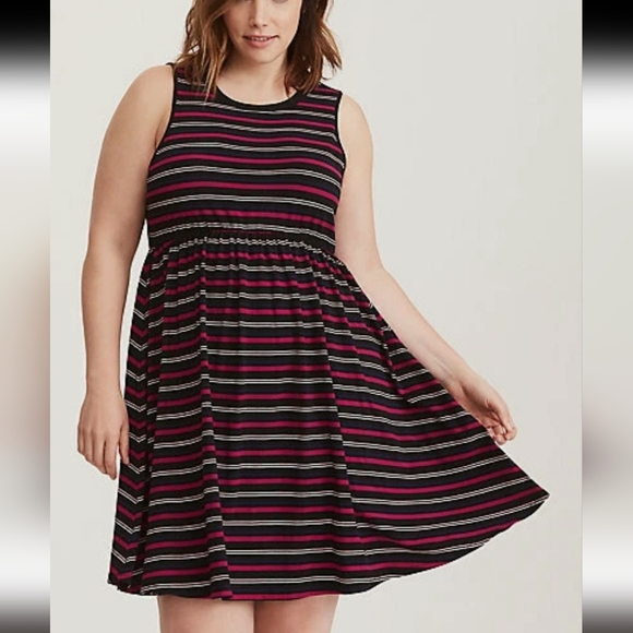 torrid | Dresses | Torrid Multicolored Striped Sleeveless Skater Dress ...